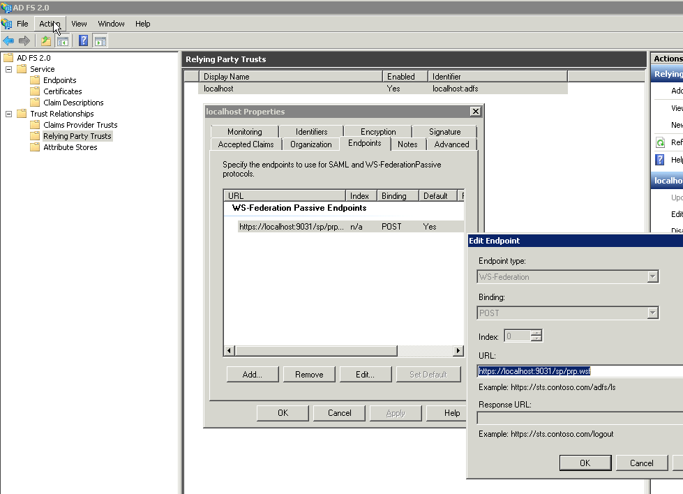 Configure ADFS as a claims provider to PingFederate using WS-Federation