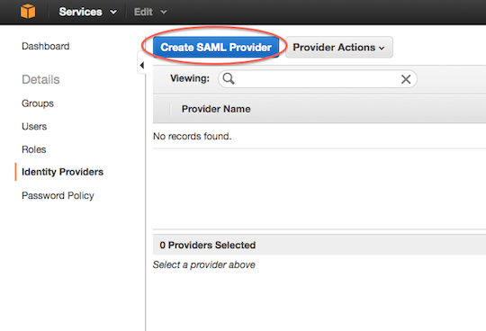 Configuring an SSO connection to Amazon Web Services